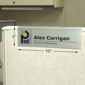 Custom Metal Cubicle Signs 10" x 3" Full-Color Printing - NapNameplates