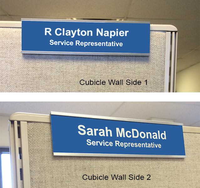 Two-Sided Cubicle Name Plate Sign Holders - NapNameplates.com Two-Sided Cubicle Name Plate Sign Holders - NapNameplates.com