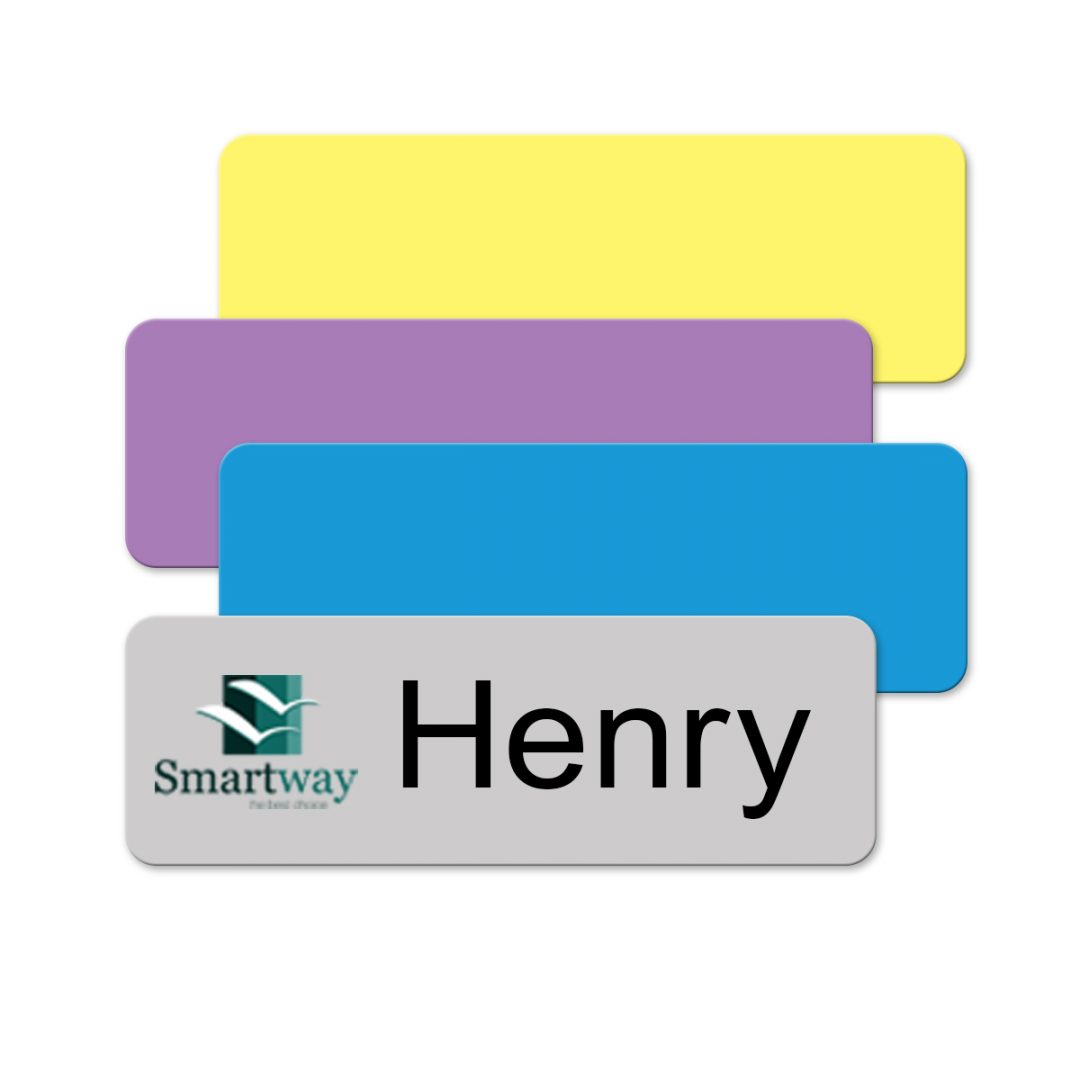 Small 3x1 Custom-Printed Metal Name Tags with Logos - NapNameplates