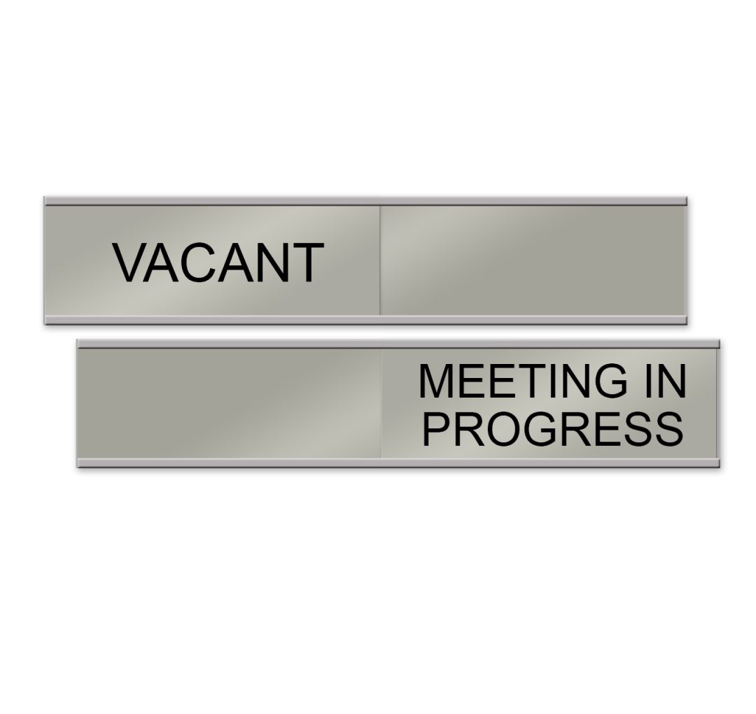 Meeting In Progress/Vacant Slider Signs 6″x1″ or 10″x2″ - NapNameplates