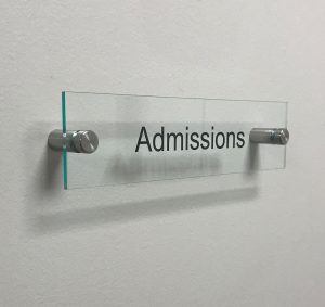 Admissions Office Clear Acrylic Signs - Napnameplates.com