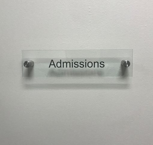 Admissions Office Clear Acrylic Signs - Napnameplates.com