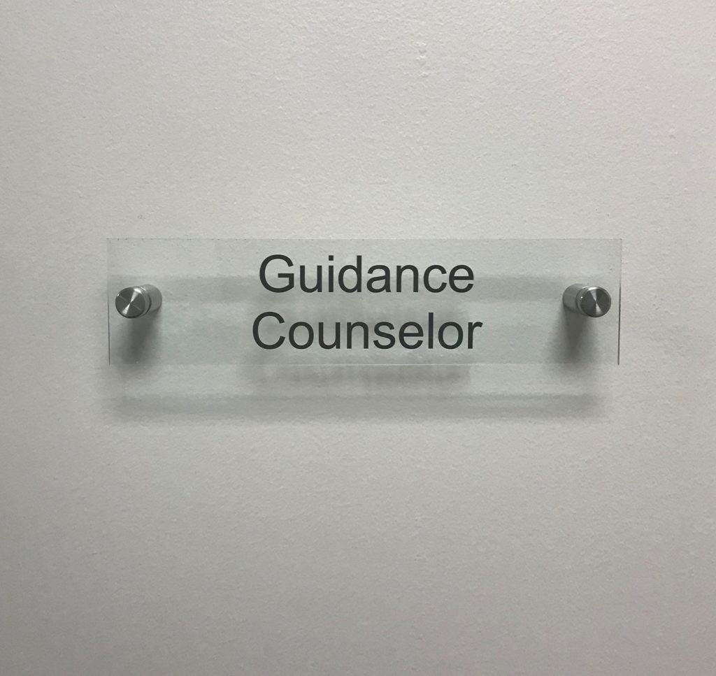 Guidance Counselor Clear Acrylic Sign - Napnameplates.com