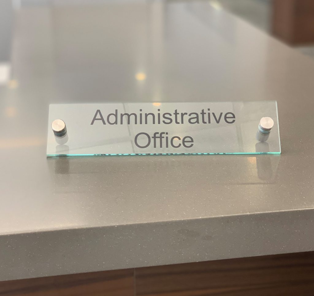 Administrative Office Acrylic Name Plate Sign - Napnameplates.com
