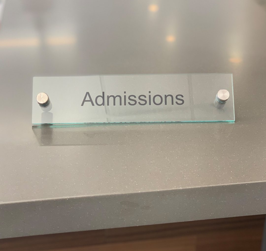 Admissions Office Clear Acrylic Signs - Napnameplates.com