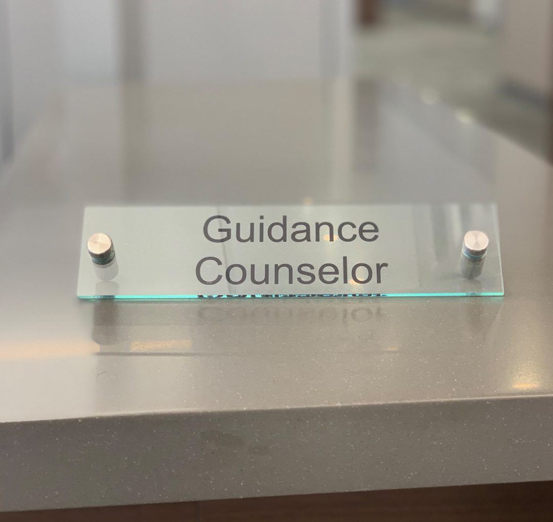 Guidance Counselor Clear Acrylic Sign - Napnameplates.com