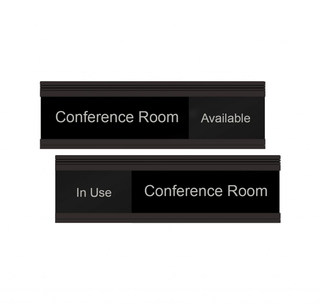 Black Conference Room Slider Signs - Available / In Use - NapNameplates