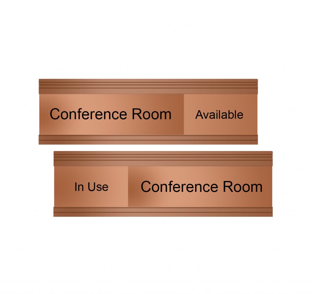 Copper Conference Room Slider Signs Available / In Use - NapNameplates
