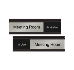 Meeting Room Slider Signs, Silver with Black Border - Nap Nameplates