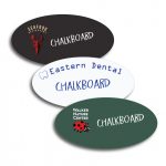 Oval, Chalkboard Name Badges with Logos 3x1.5 - NapNameplates