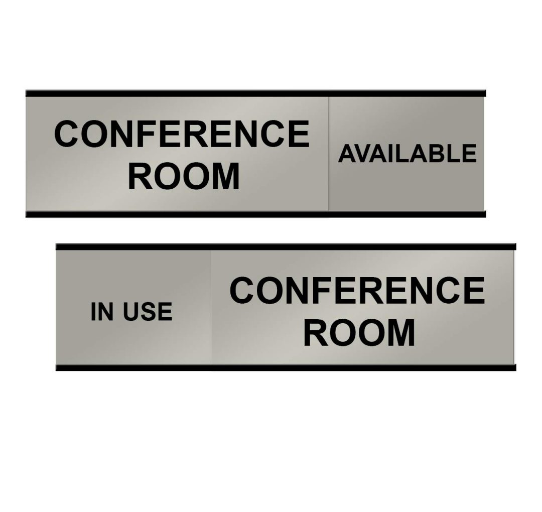 Conference Room Sliding Sign, Silver/Black - Nap Nameplates