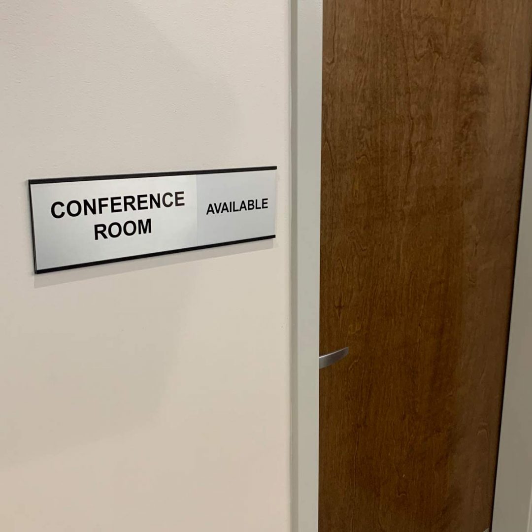 Conference Room Sliding Sign, Silver/Black - Nap Nameplates