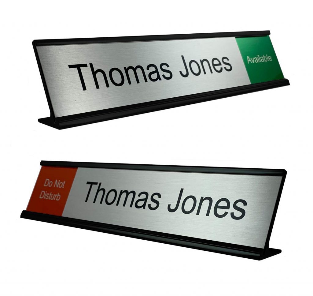 Desktop Sliding Sign with Nameplate Holder 10"x2" - NapNameplates