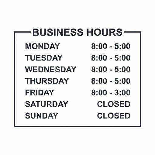 Vinyl Business Hour Lettering - NapNameplates