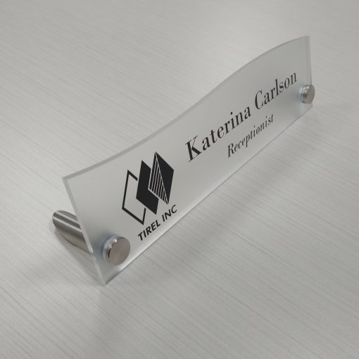 Acrylic Desk Name Plates, Top Wave Shape - NapNameplates