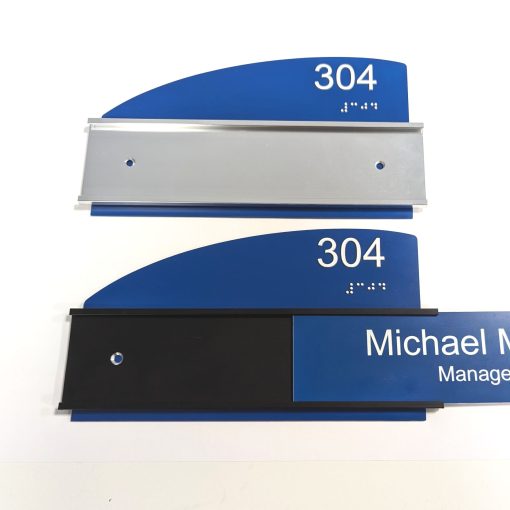 8" x 2" Room Number Sign with Holder - Curve - NapNameplates