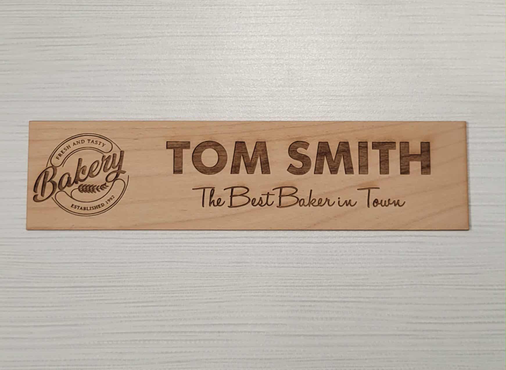 8x2 Office Name Plate Signs, Laser Engraved Alder Wood - Nap Nameplates